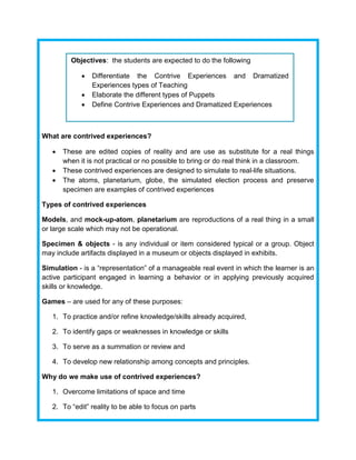 Teaching with Contrived and Dramatized Experiences | PDF