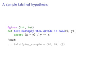 5-minute intro to property-based testing in Python with hypothesis | PPT