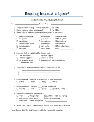 Book Whisperer Handout | PDF