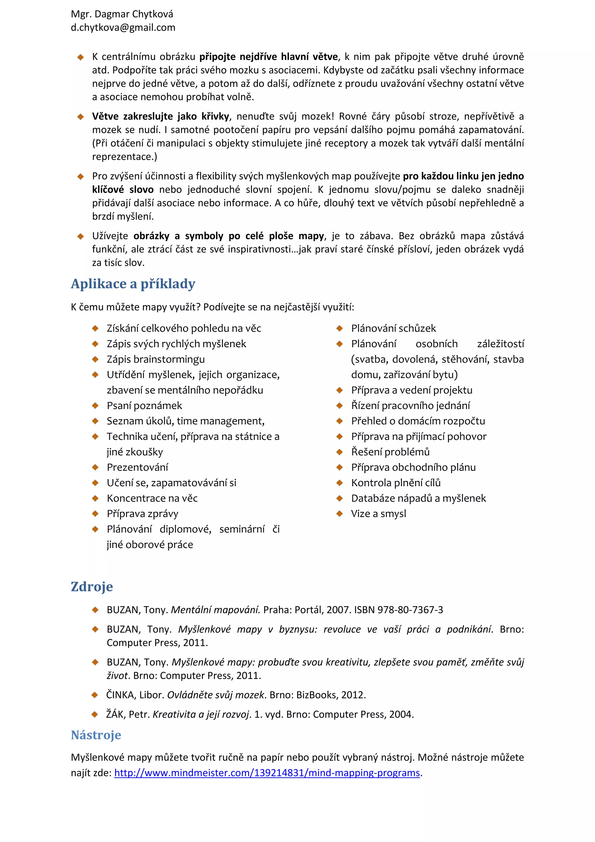 Myšlenkové mapy - handout | PDF