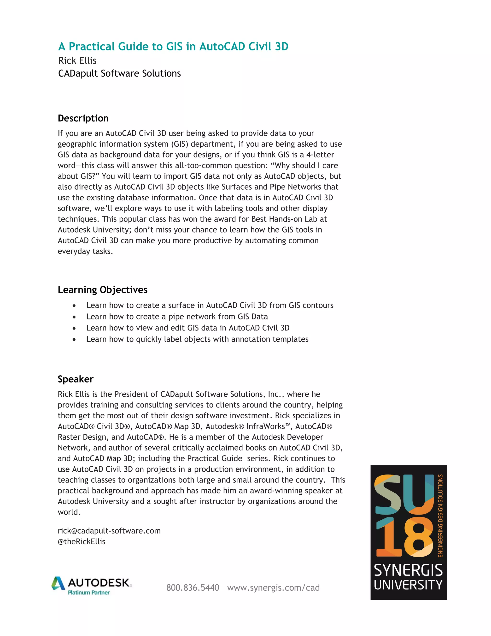 A practical guide to GIS in Civil 3D | PDF