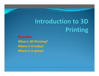 Handout: 'Introduction to 3D Printing' (Jeff Smith) | PDF