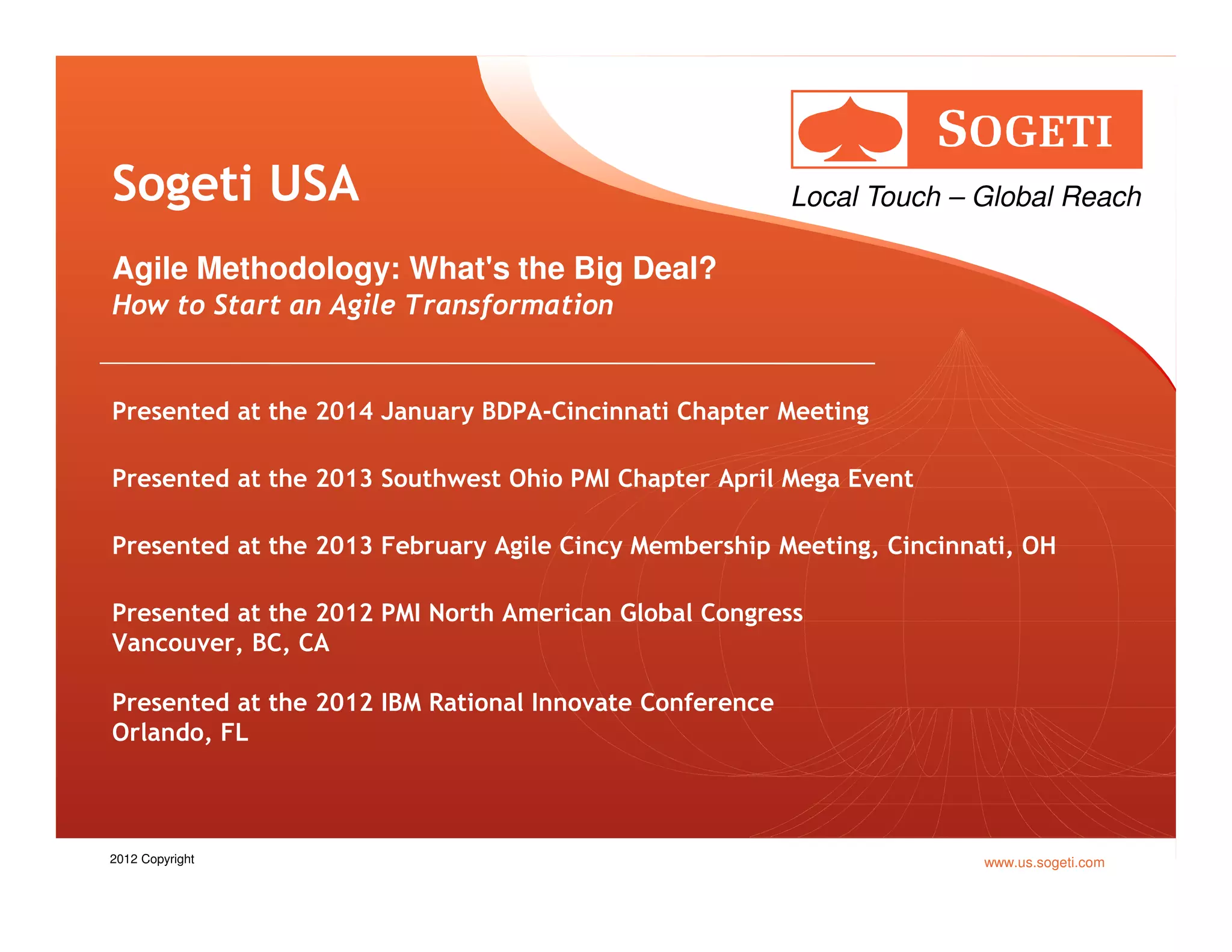 Handout: 'Agile Methodology: What's the Big Deal?' | PPT