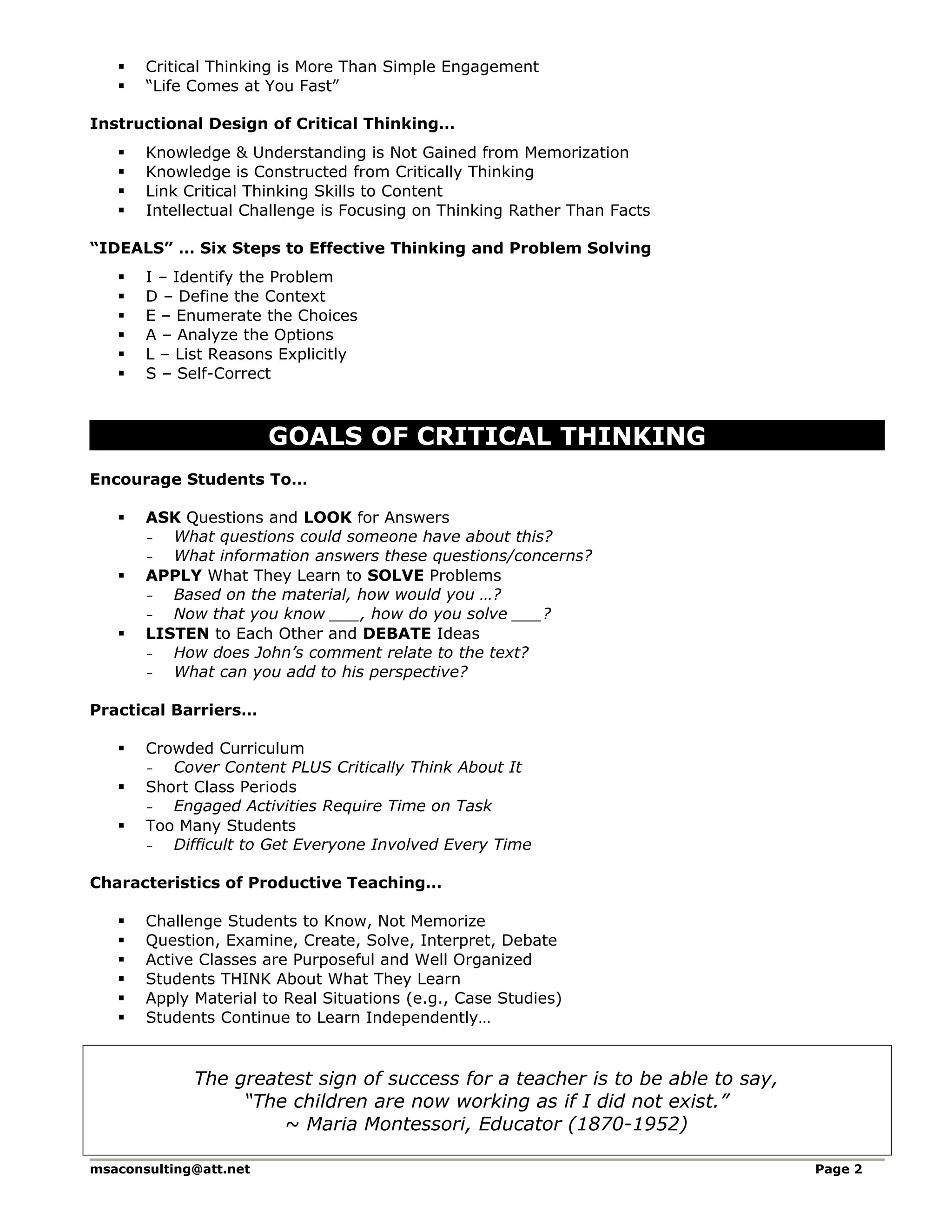 Handout -critical_thinking_-_teaching_methods_and_strategies (1) | DOC