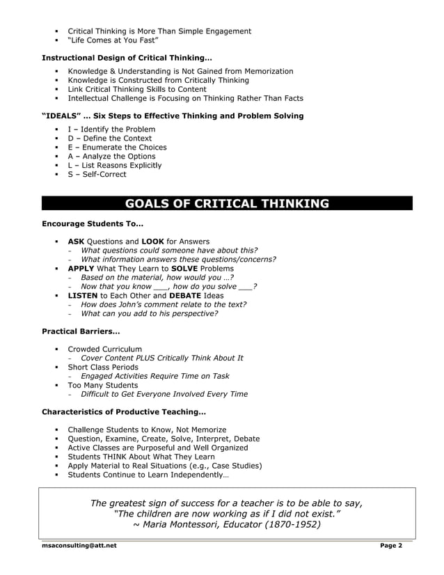 Handout -critical_thinking_-_teaching_methods_and_strategies (1) | DOC
