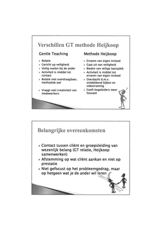 Vergelijking Gentle Teaching, Methode Heijkoop | PDF | Workshops and ...