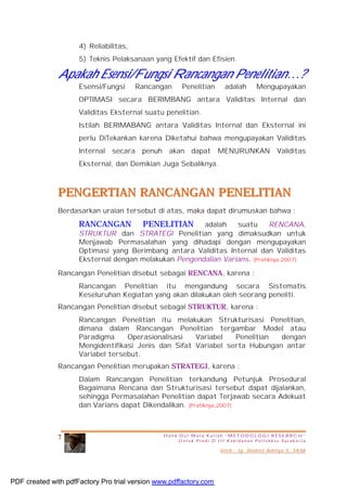 Pengantar Desain/Rancangan Penelitian | PDF