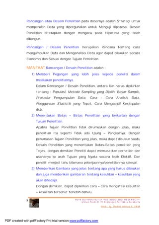 Pengantar Desain/Rancangan Penelitian | PDF