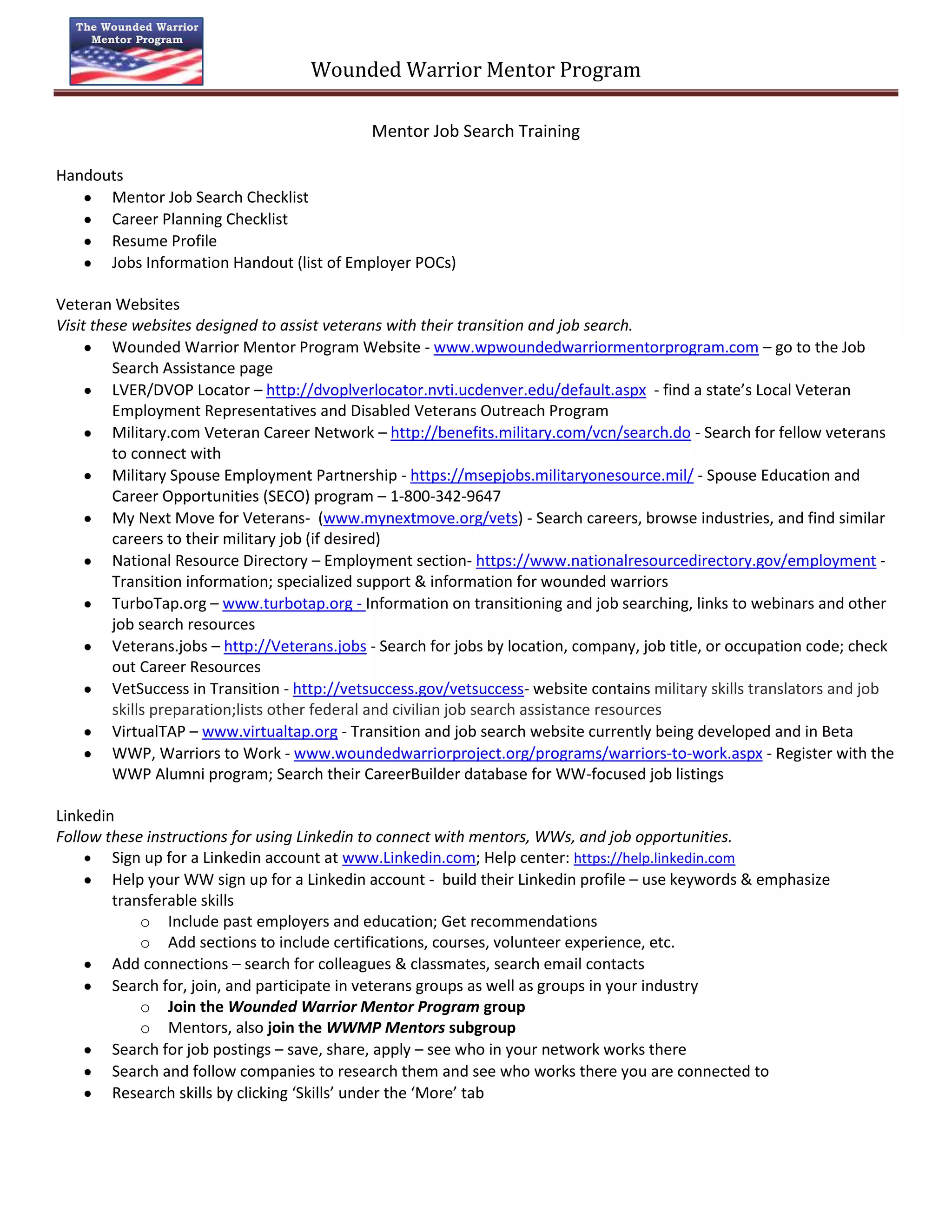 WWMP Mentor Training Handout | DOCX