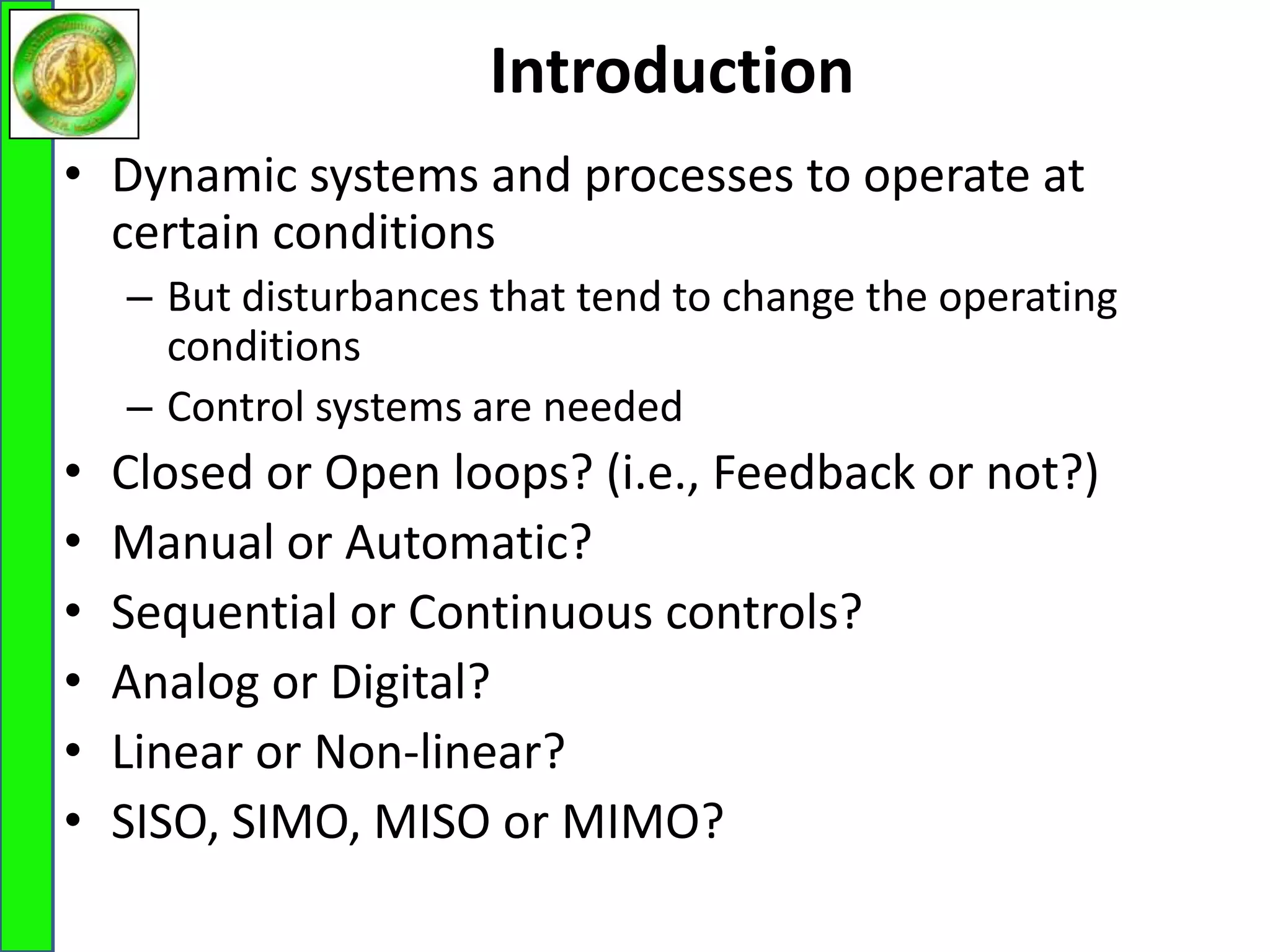 Feedback control: Handout1 | PPTX | Computing | Technology & Computing
