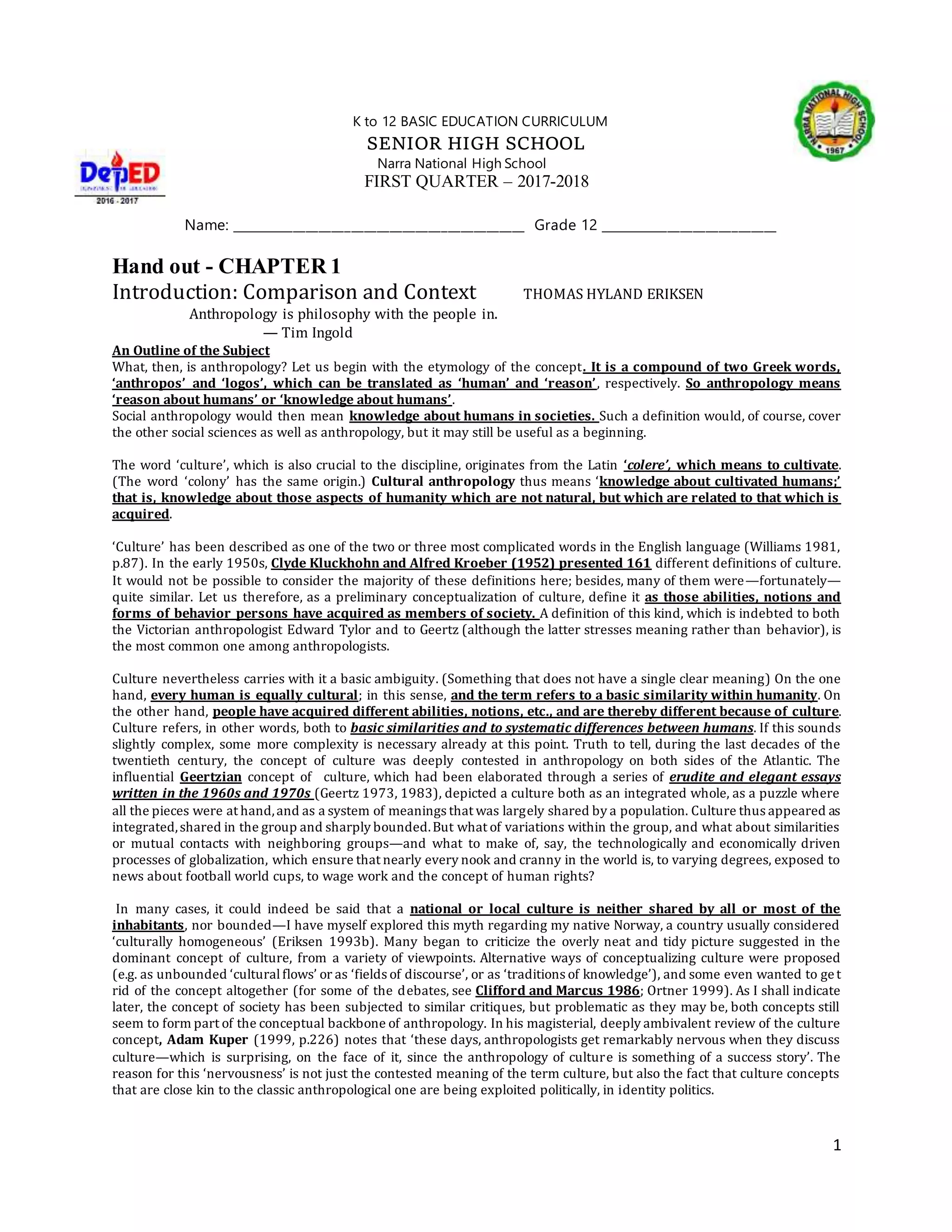 Handout 1Understanding Culture, Society, and Politics narra NHS SHS ...
