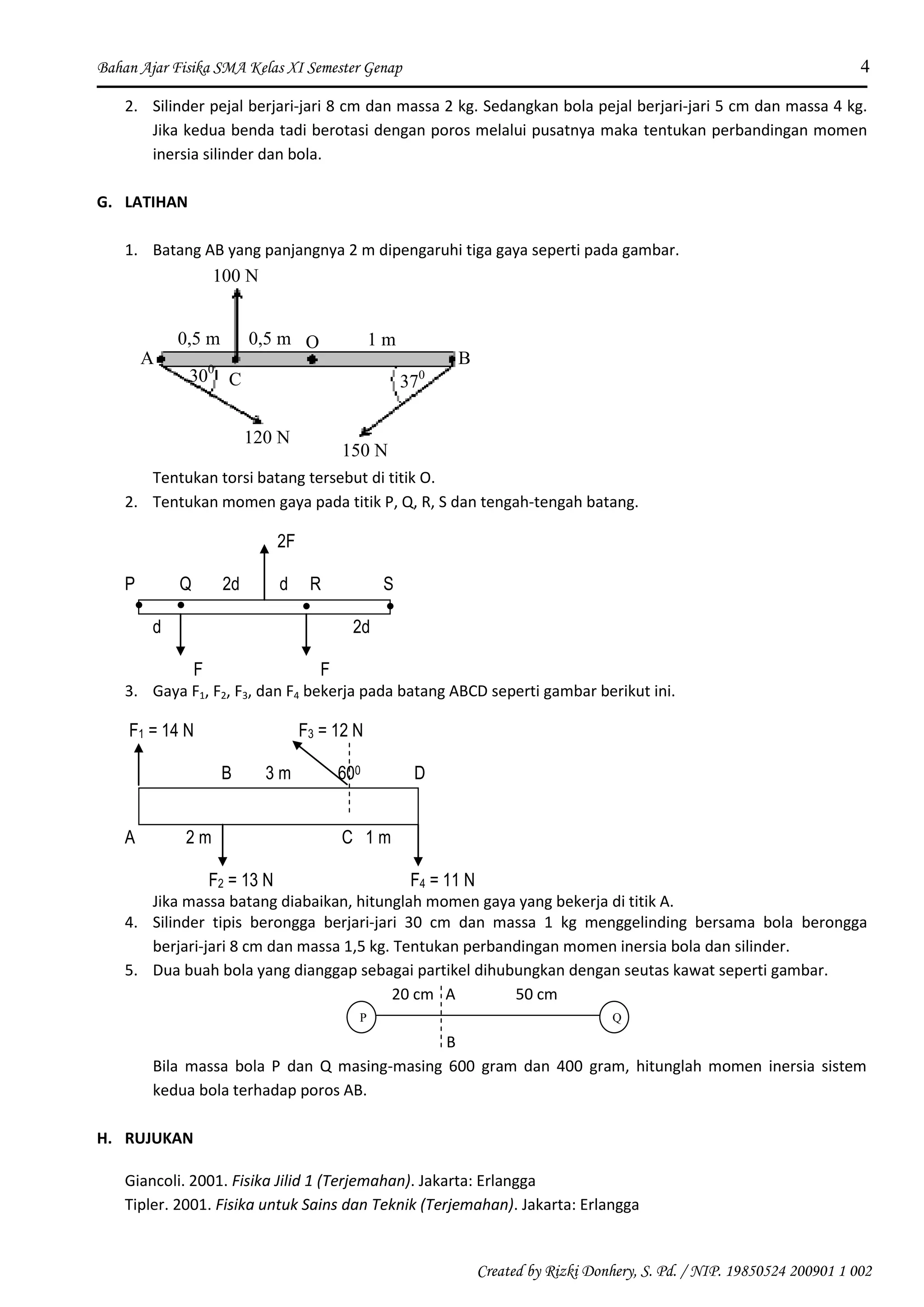momen gaya dan momen inersia | PDF