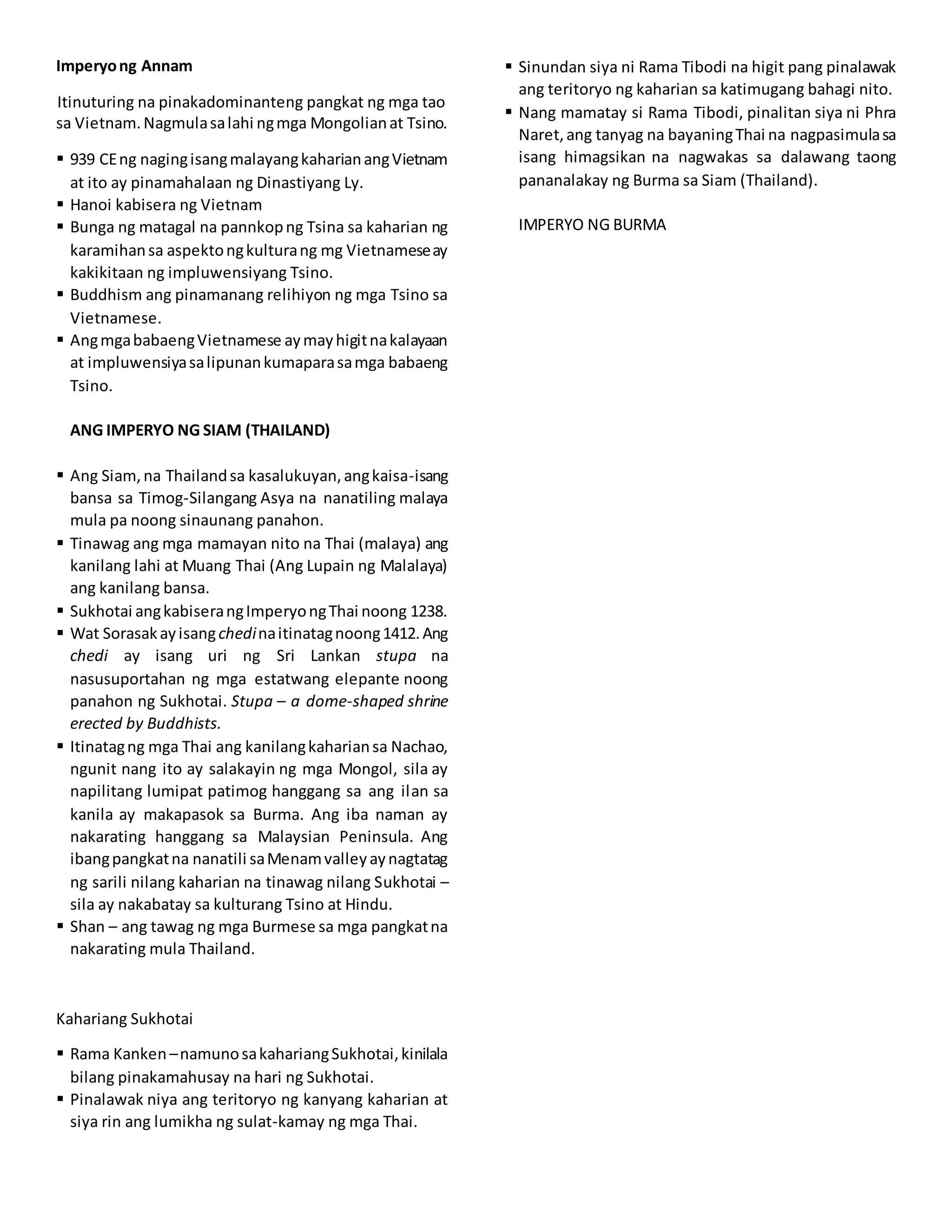 Ang Bansang Cambodia at Malaysia - Hand-out | DOCX