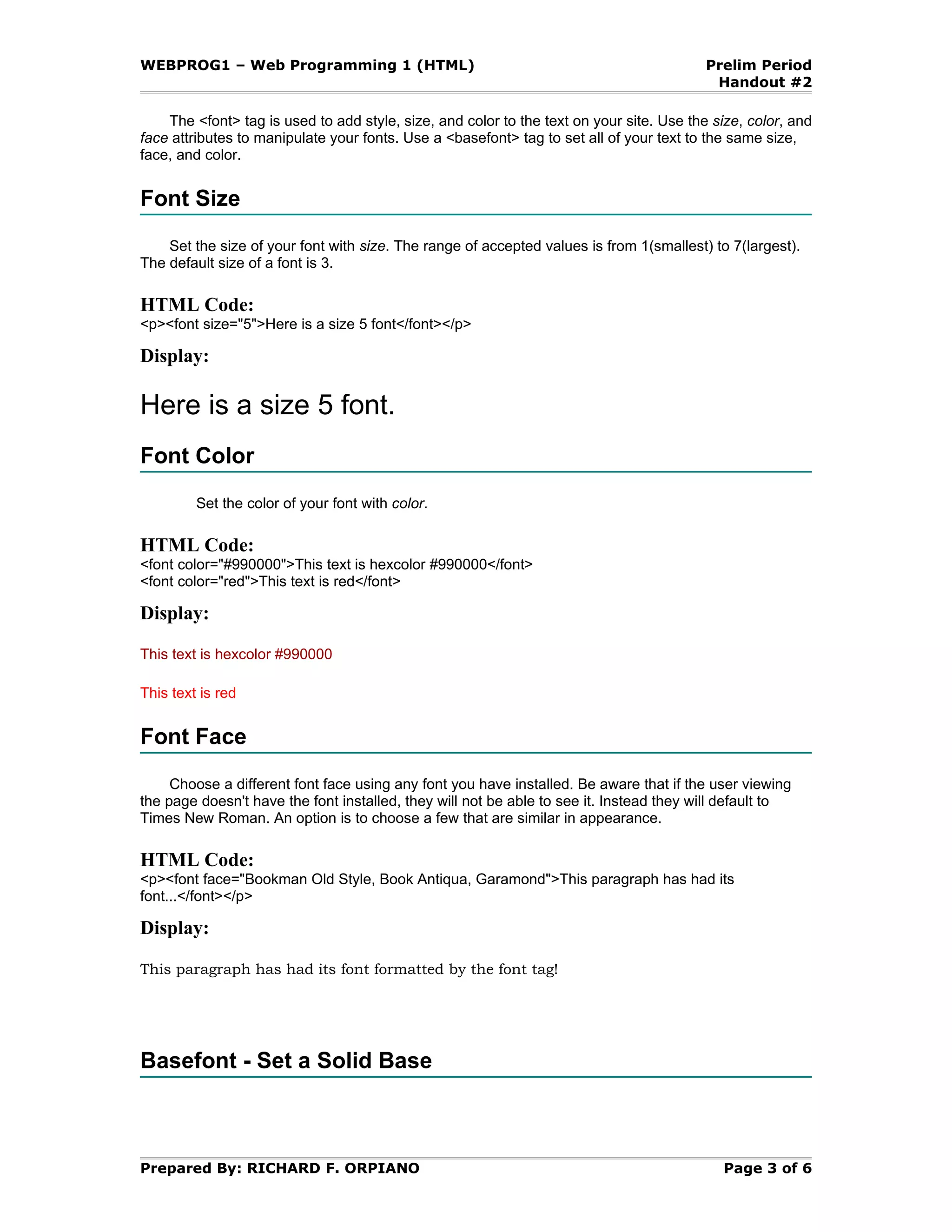 Handout2 formatting tags | PDF