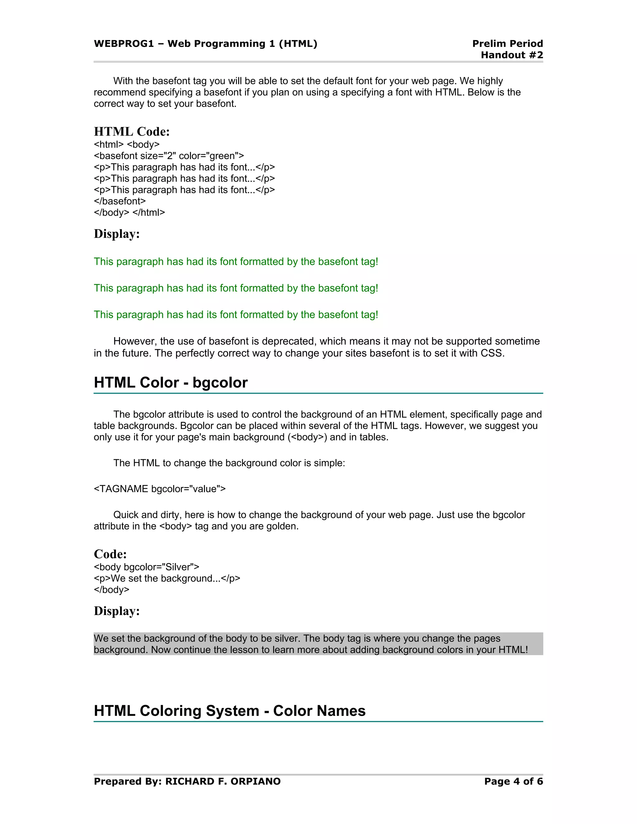 Handout2 formatting tags | PDF