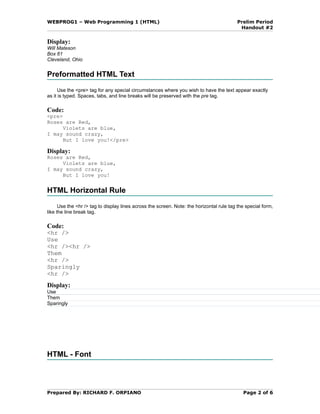 Handout2 formatting tags | PDF
