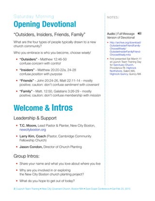 Launch Team Training Handout for New City Boston | PDF