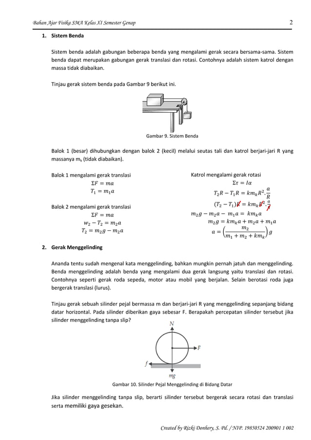 dinamika rotasi benda tegar | PDF