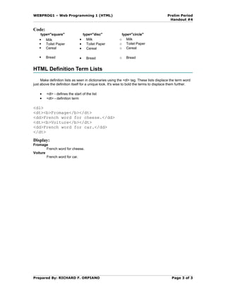 Handout4 lists | PDF