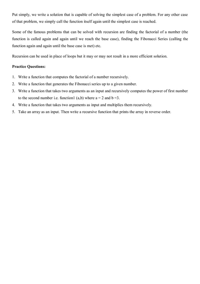 Handout # 6 pointers and recursion in c++ | PDF
