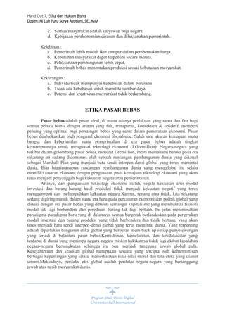 Handout 7 sistem etika pasar bebas | PDF