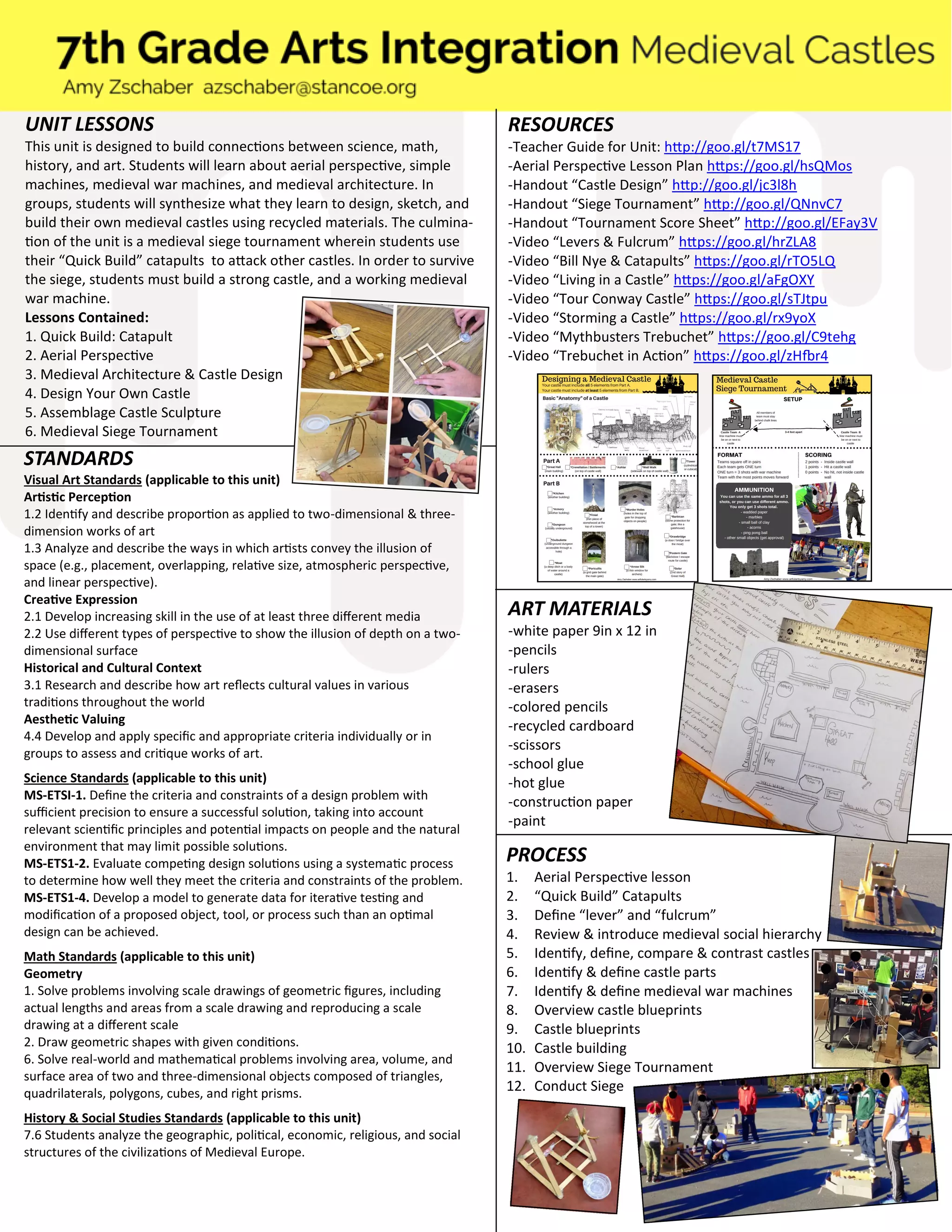 Handout 7th arts integration medieval castles | PDF