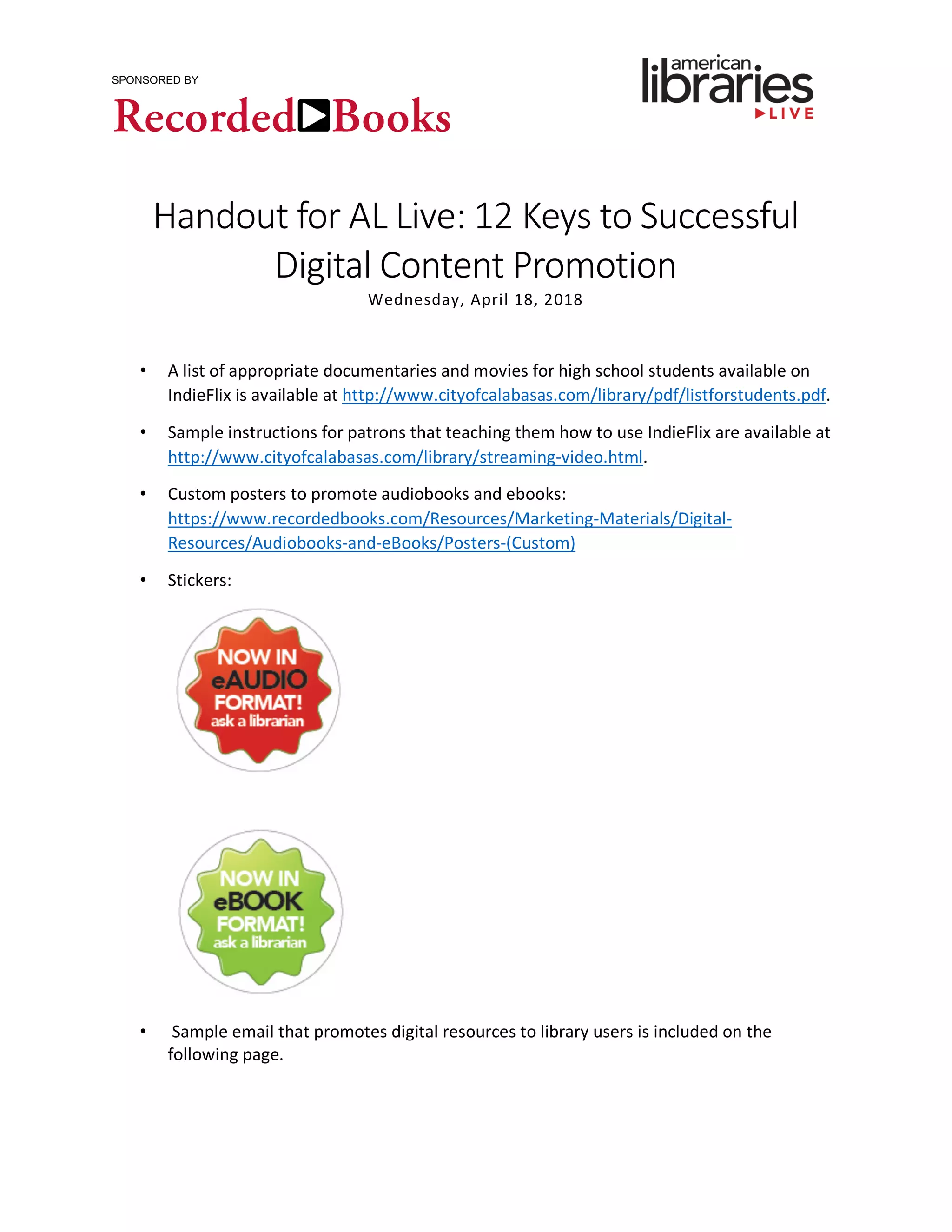 American Libraries Live: 12 Keys to Successful Digital Content ...