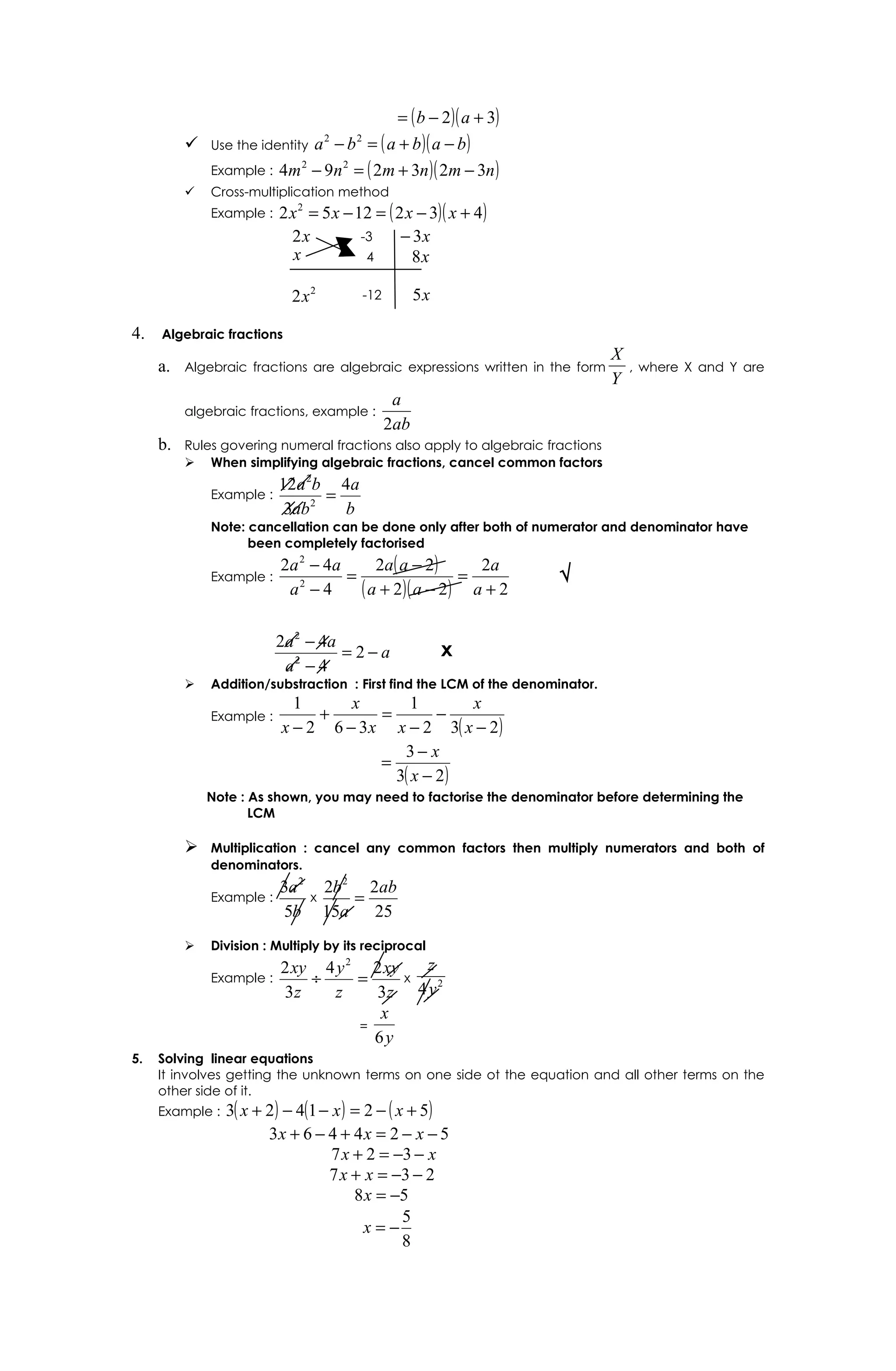 Handout basic algebra | PDF