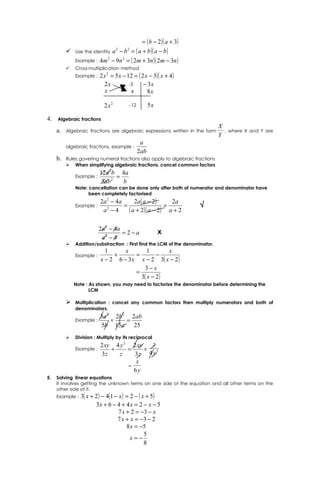 Handout basic algebra | PDF