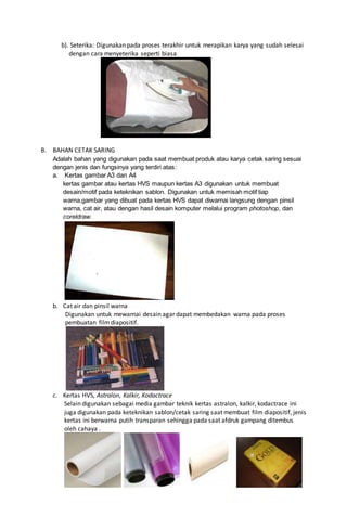 Hand out cetak saring Kria Tekstil | DOCX