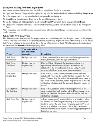 Handout creatingformsinaccess2007 | PDF