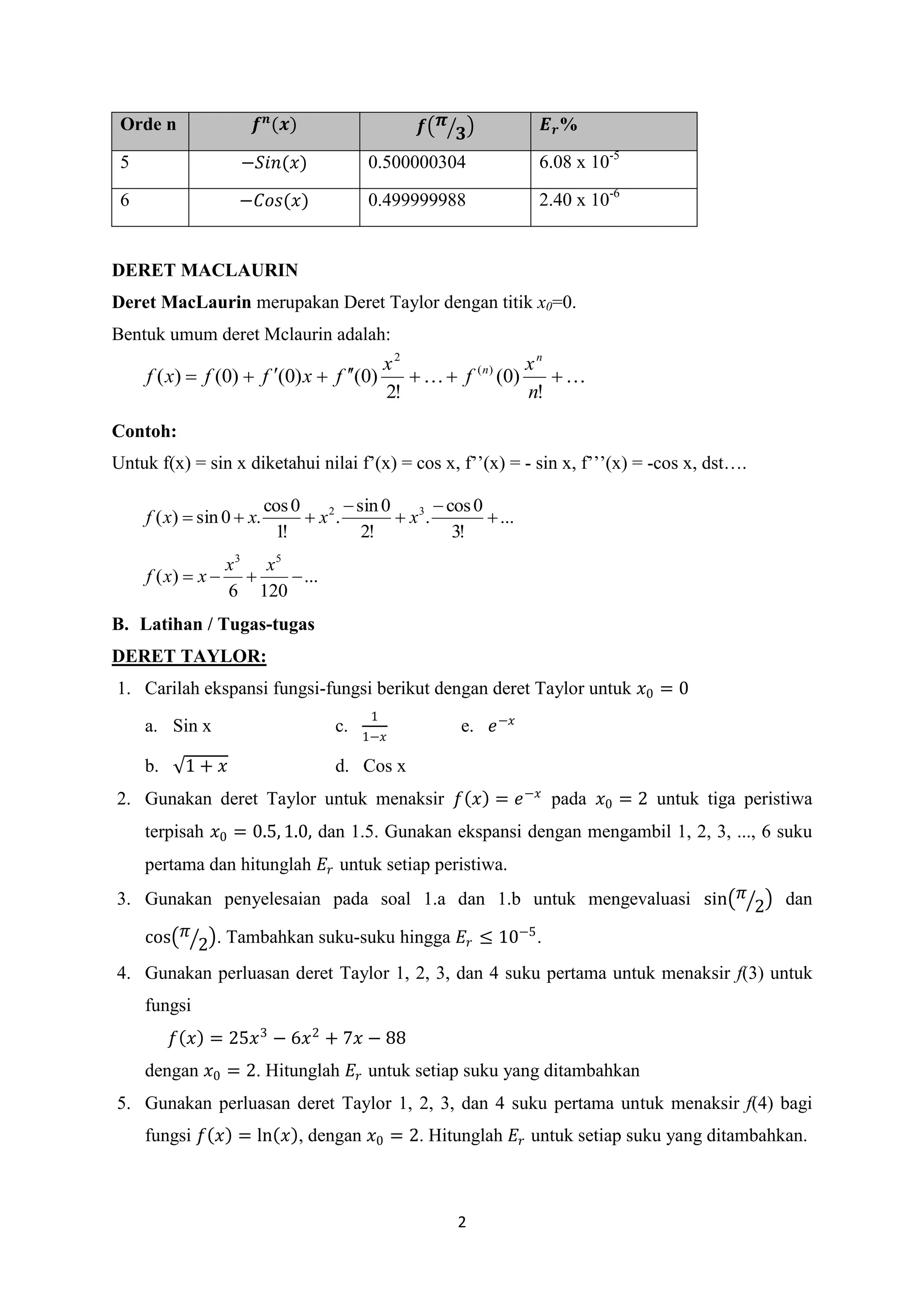 Handout deret taylor | PDF