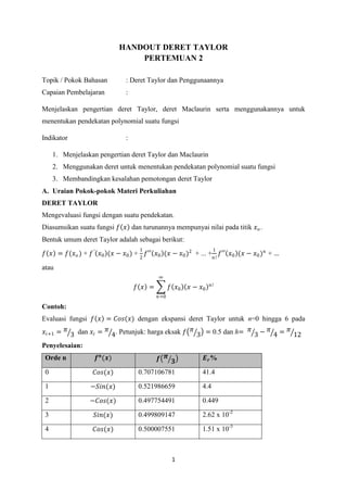 Handout deret taylor | PDF