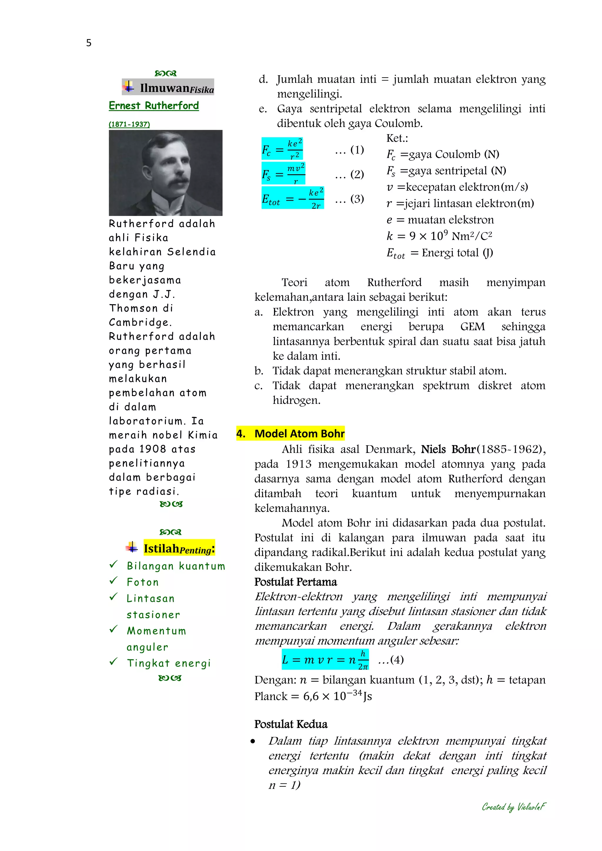 Handout fisika atom untuk pengajar by nispi h. | PDF