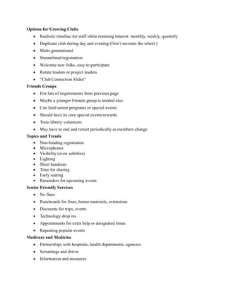 Handout for Building Great Program for Seniors Workshop | PDF