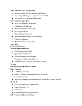 Handout for Building Great Program for Seniors Workshop | PDF