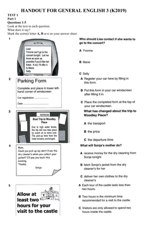 Handout for general english 3 | PDF