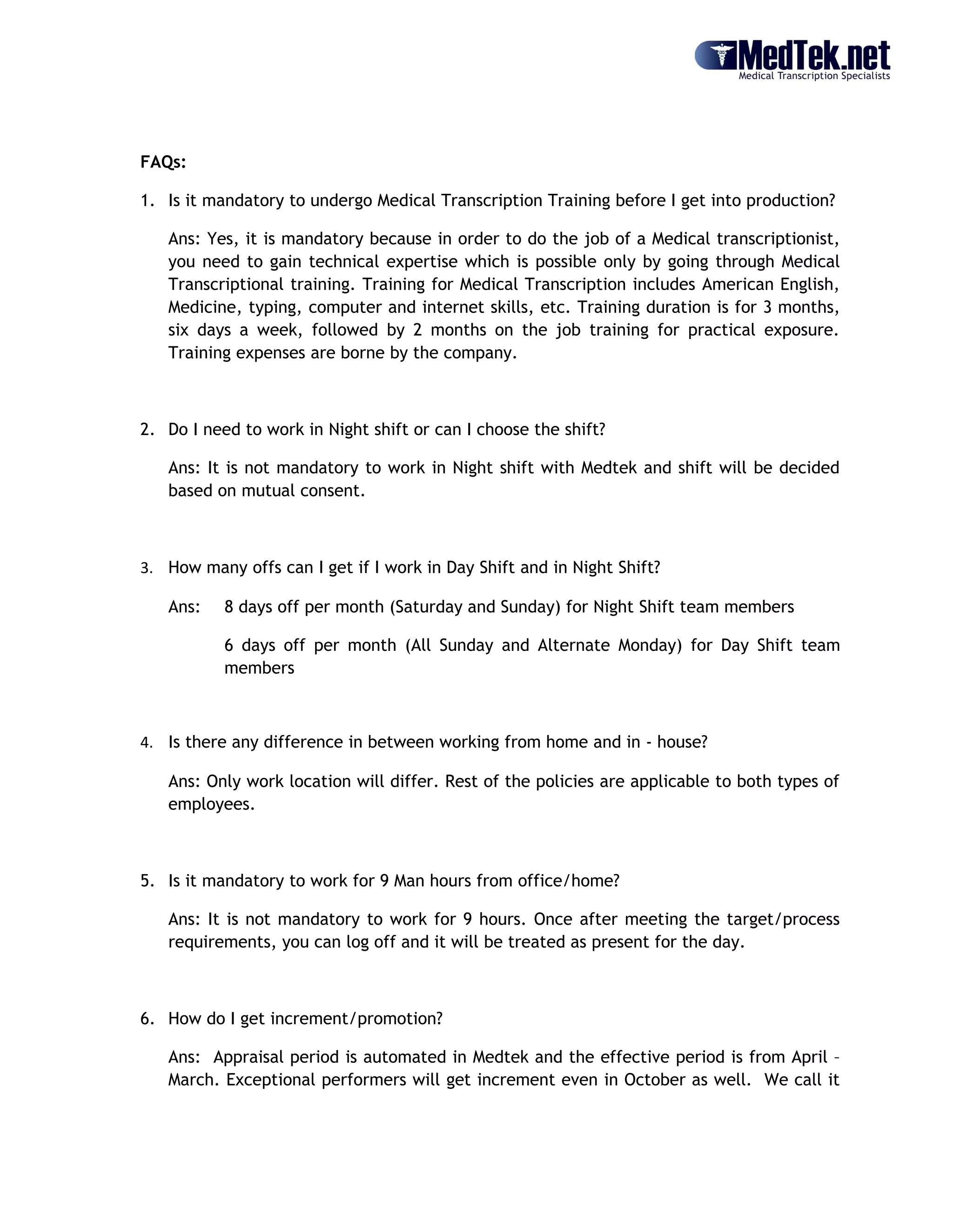 Handout for medical transcription freshers | PDF