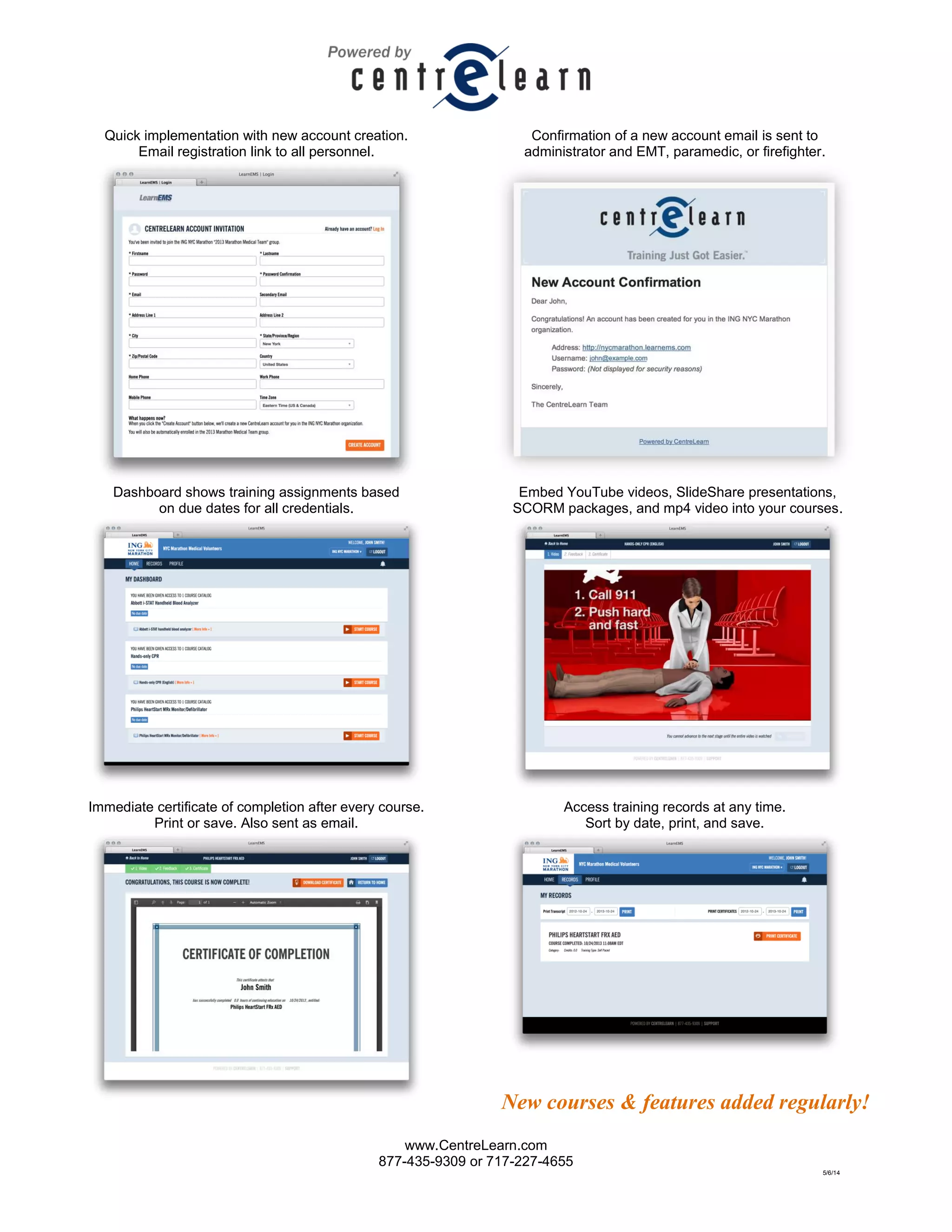 CentreLearn Training System Features - Quick Look | PDF