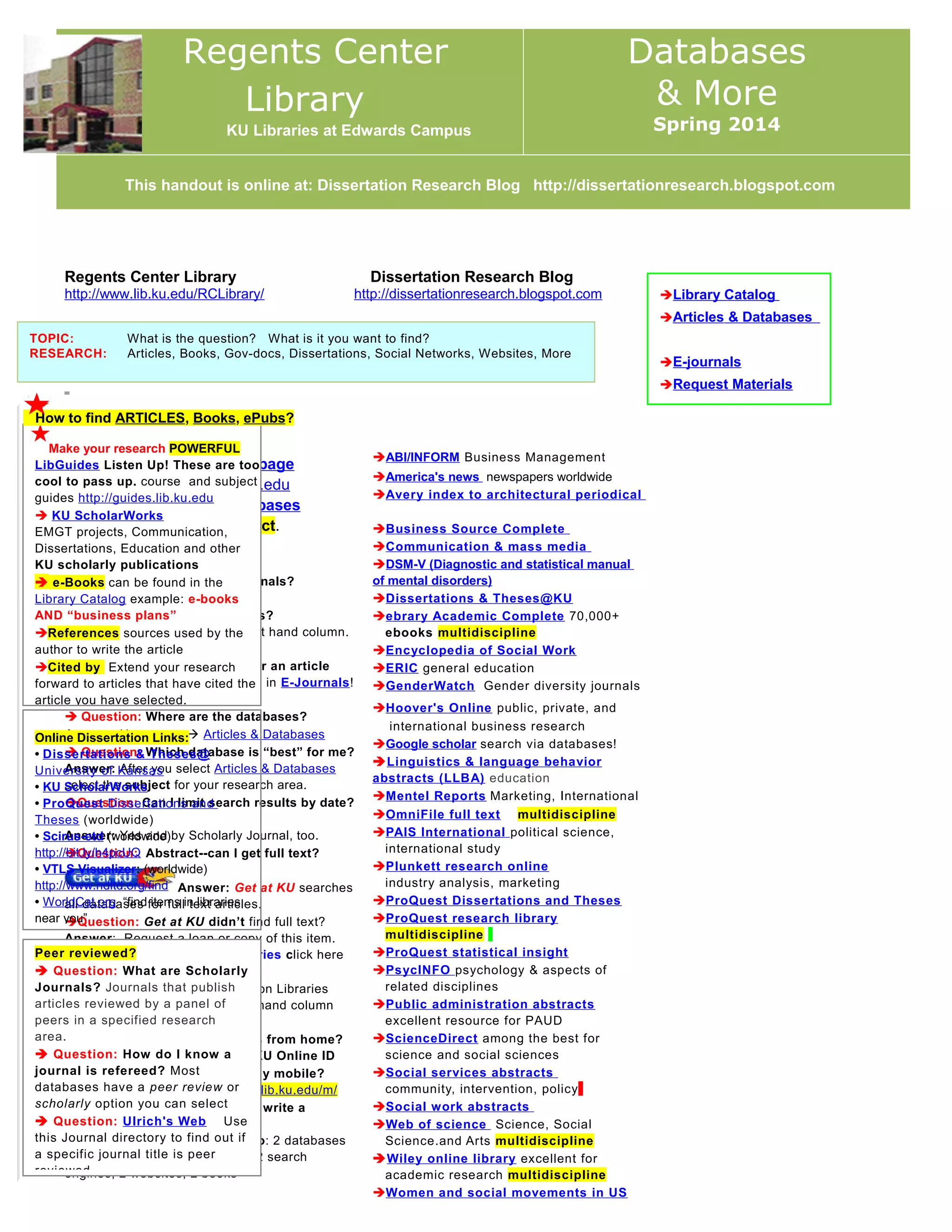 Online Research: Databases, Search Engines and Websites | DOC