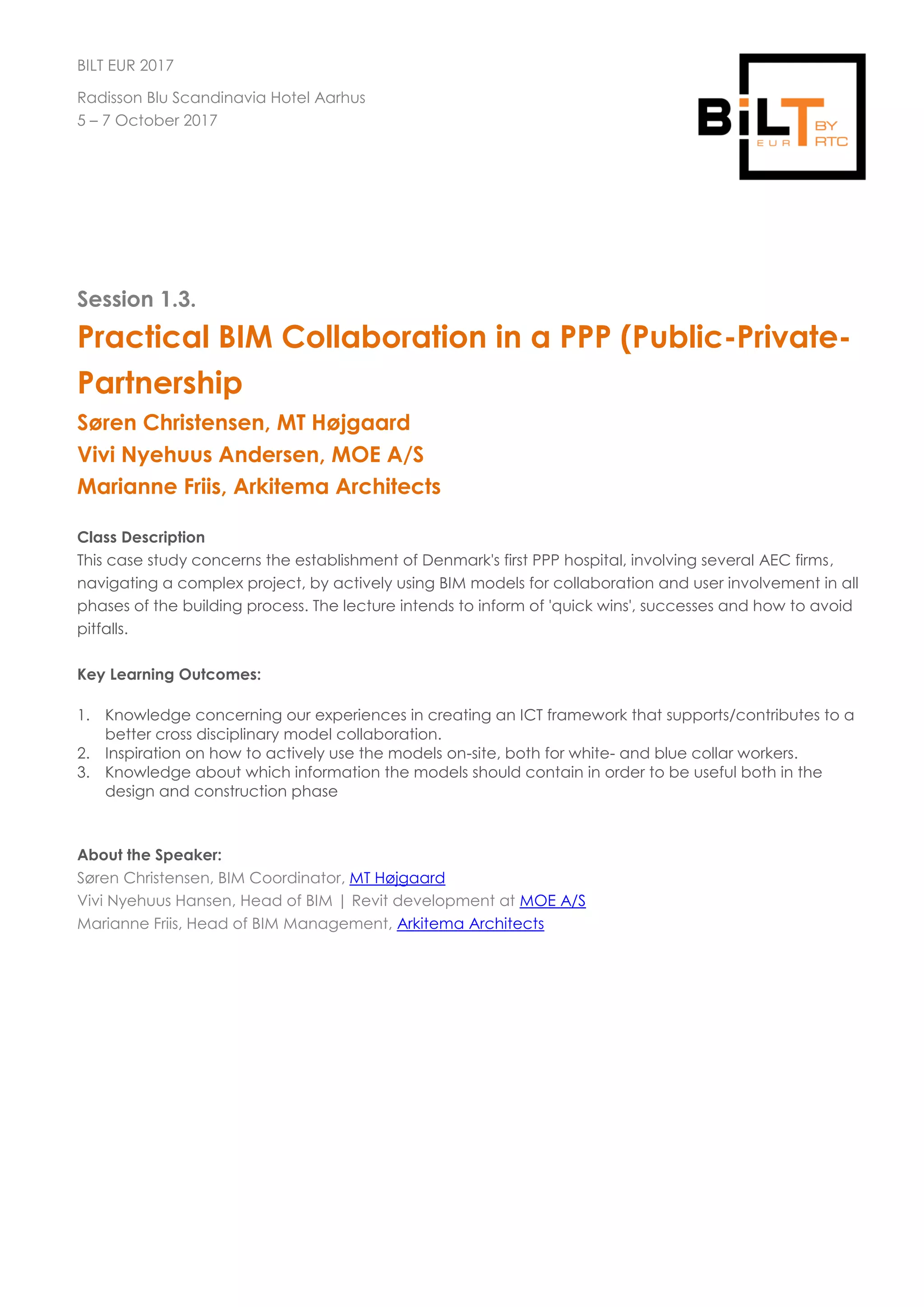 Handout Practical bim collaboration in a ppp | PDF
