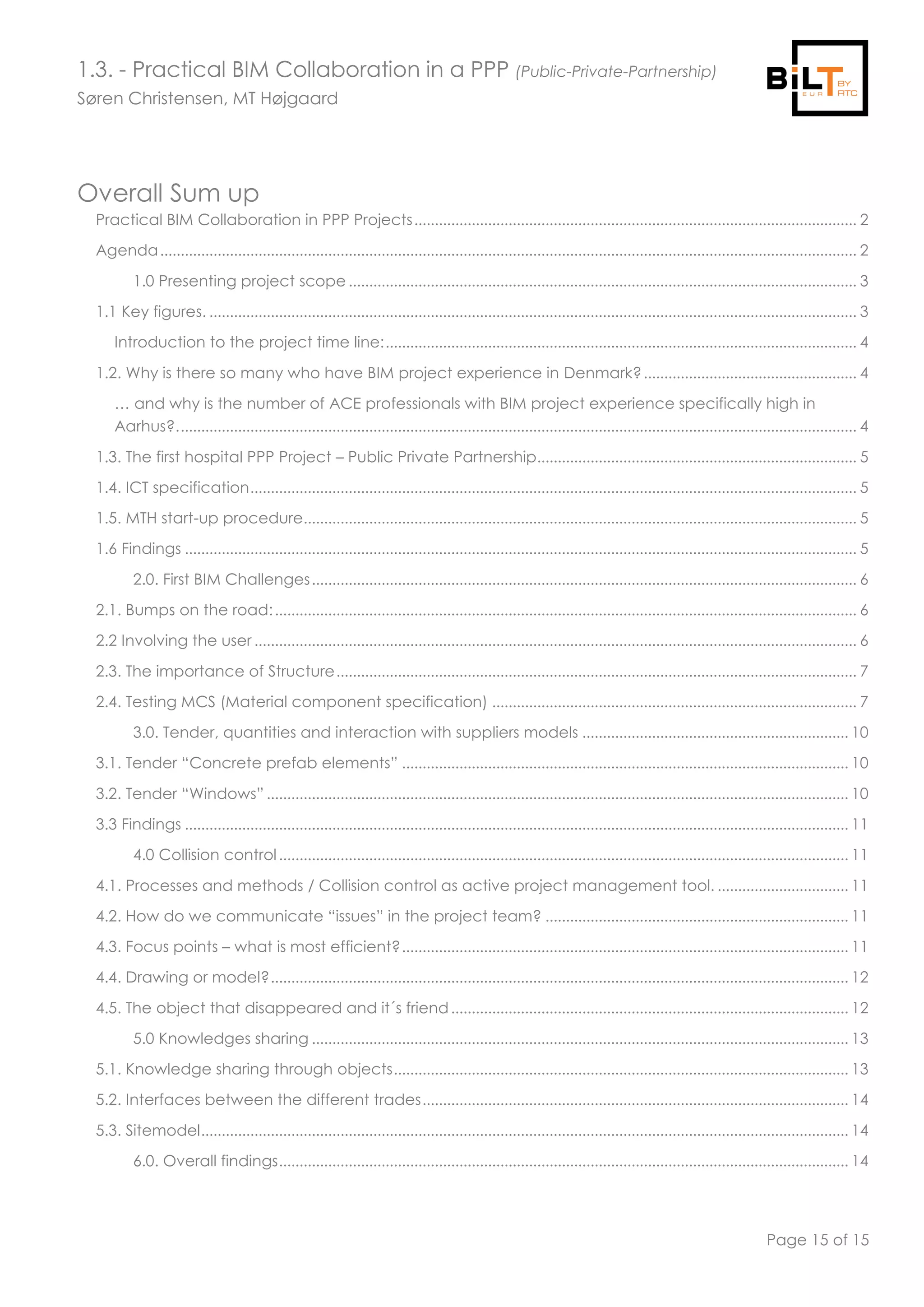 Handout Practical bim collaboration in a ppp | PDF