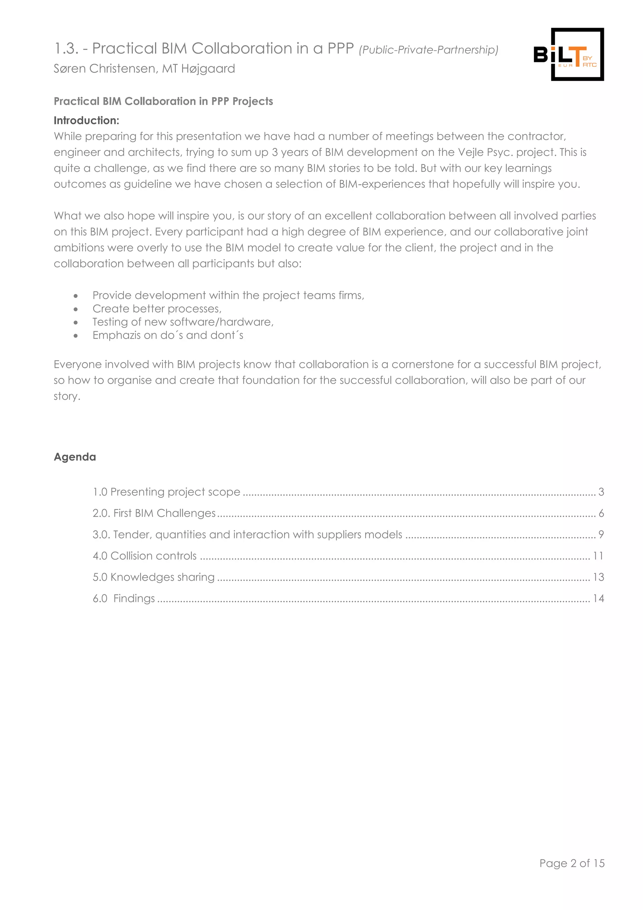 Handout Practical bim collaboration in a ppp | PDF