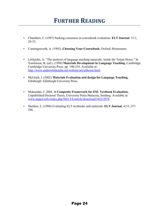 Handout Packet for Textbook Evaluation Workshop | PDF