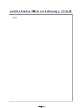 Handout Packet for Textbook Evaluation Workshop | PDF