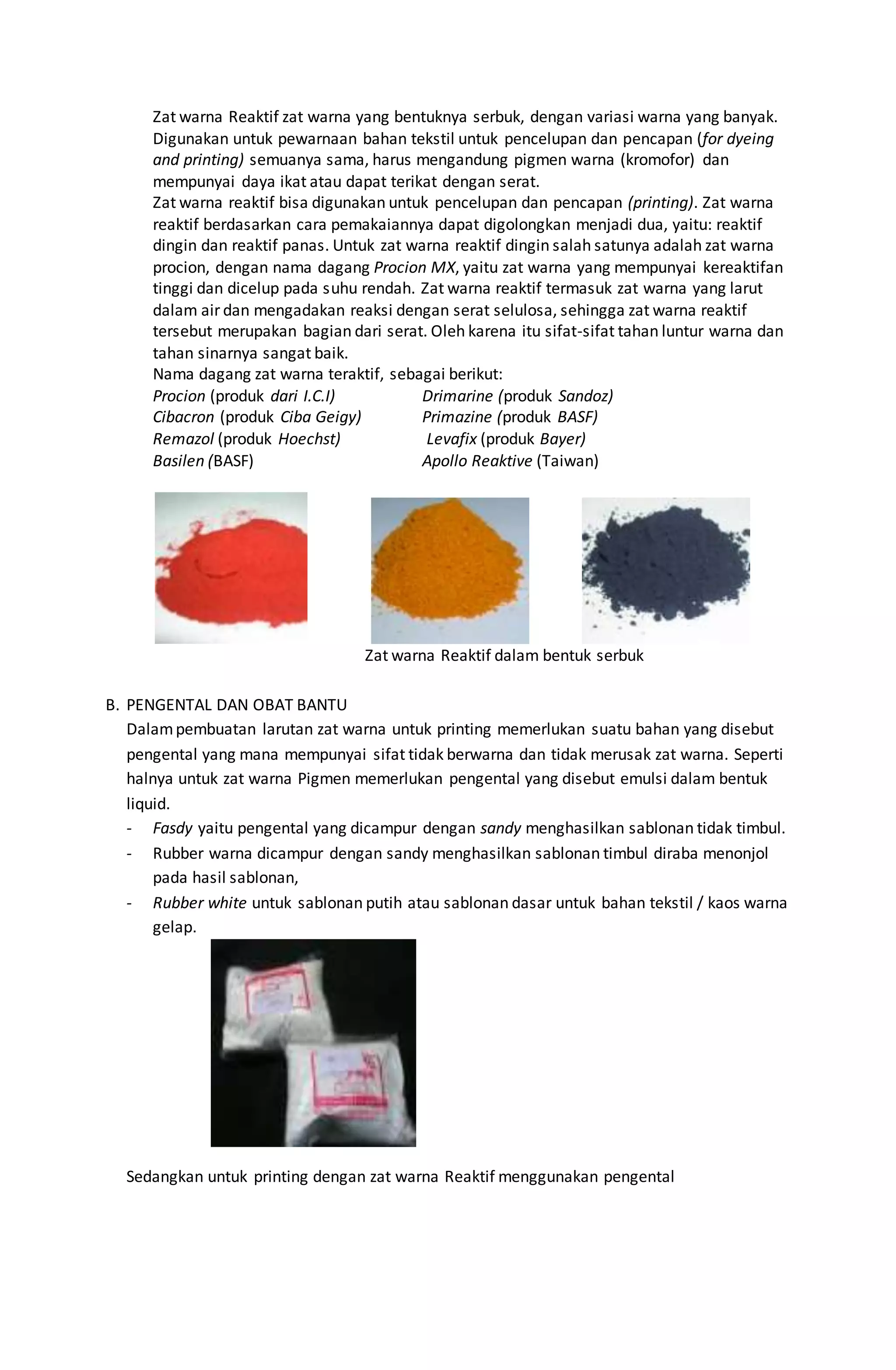 Hand out cetak saring Kria Tekstil Part 2 | DOCX