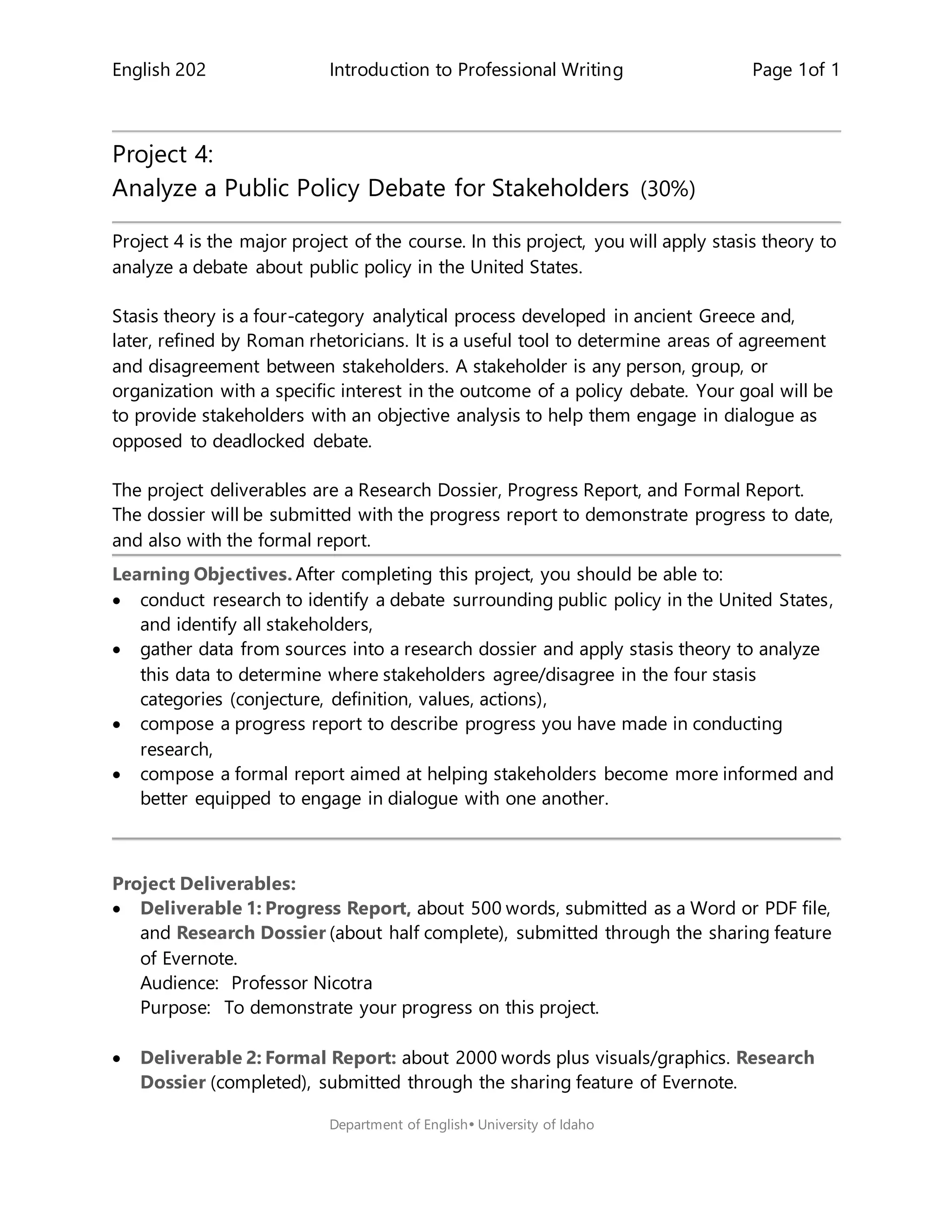 ENGL 202 Project 4 Handout | DOCX