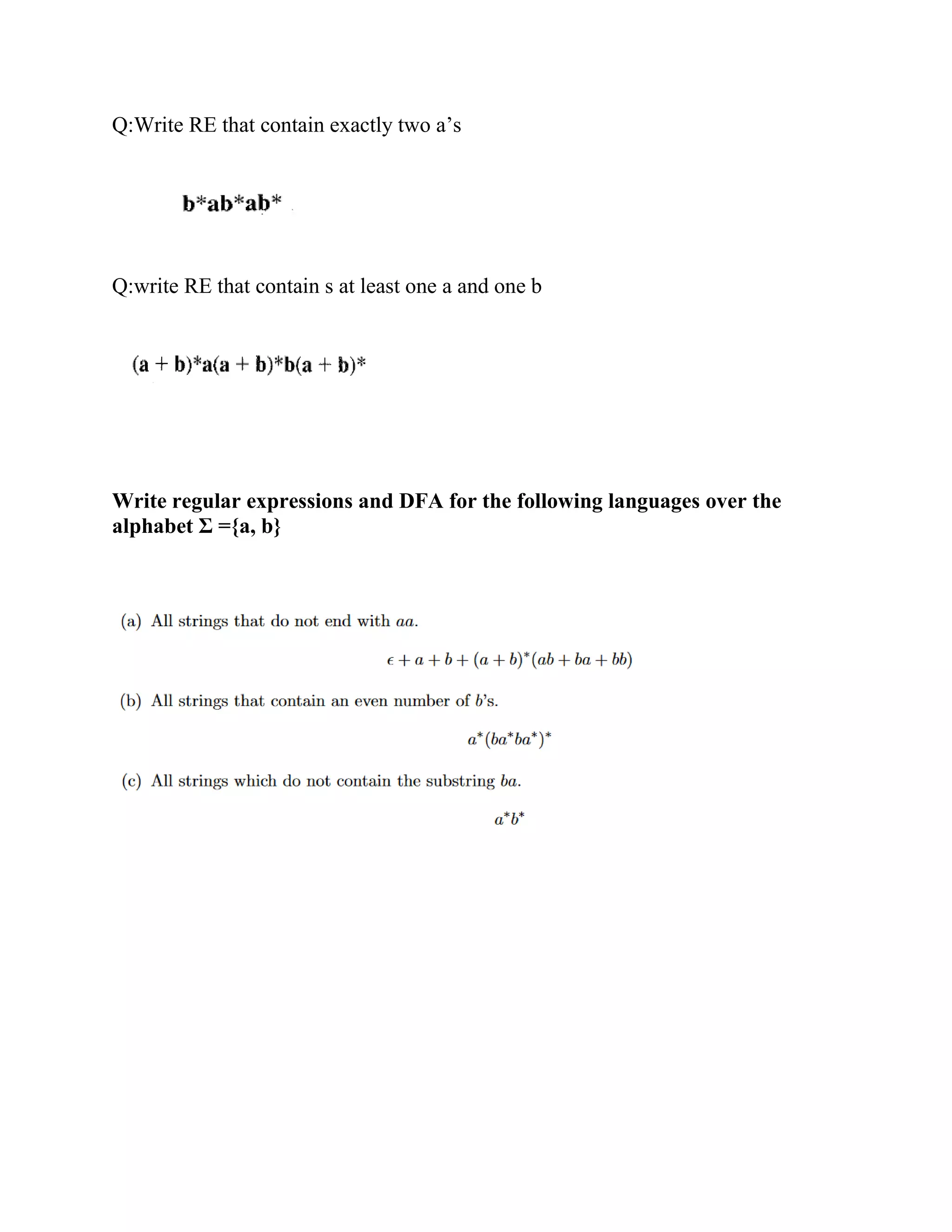 Handout Regular expression with examples and lecture | PDF