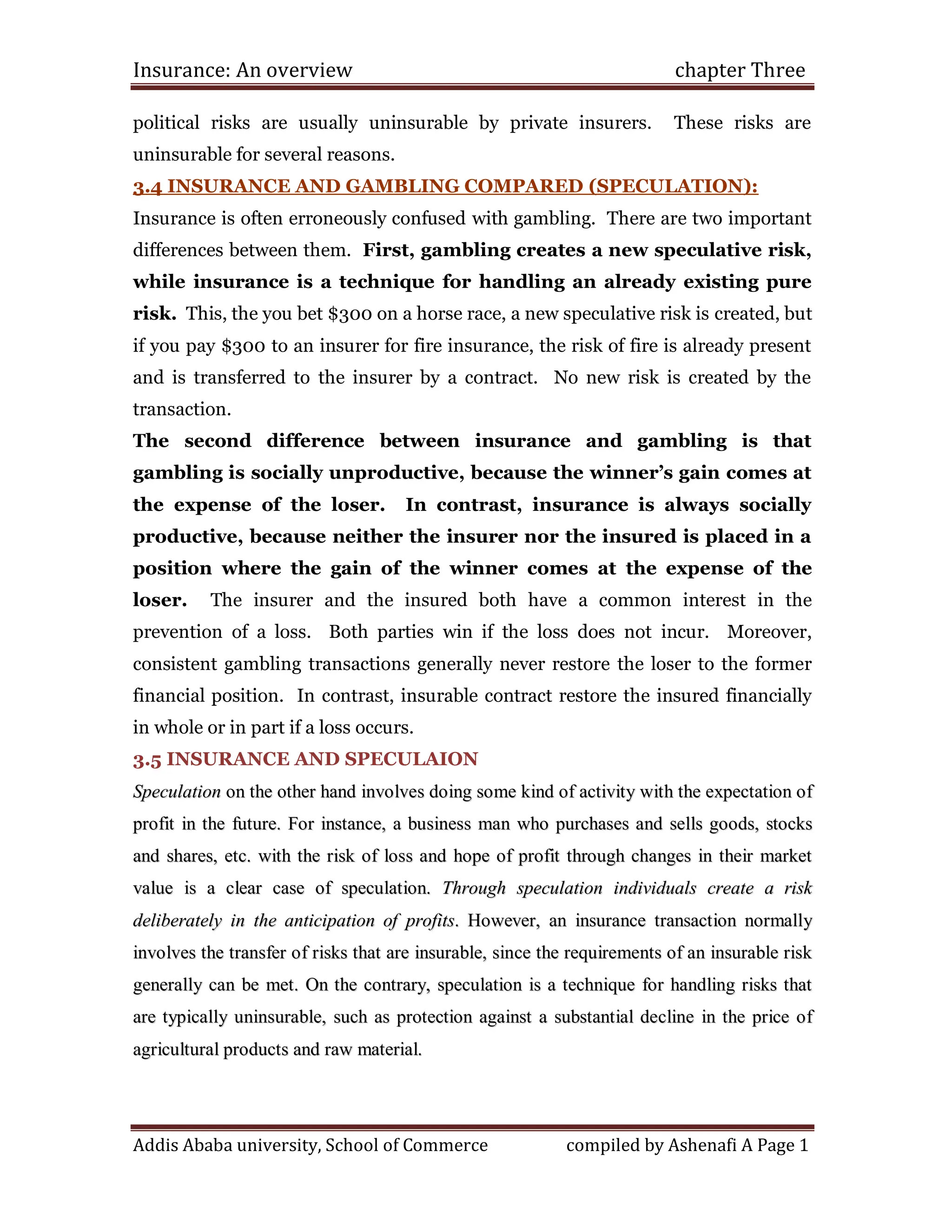 Handout_risk management and insurance I_AAU | PDF