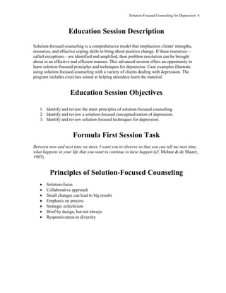 Solution-focused Counseling for Depression | PDF